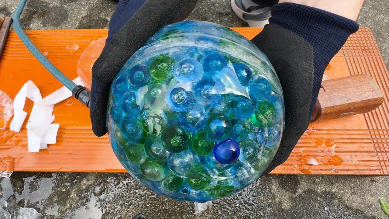 Make a ball for a giant ice marble run and do a marble run. - YouTube