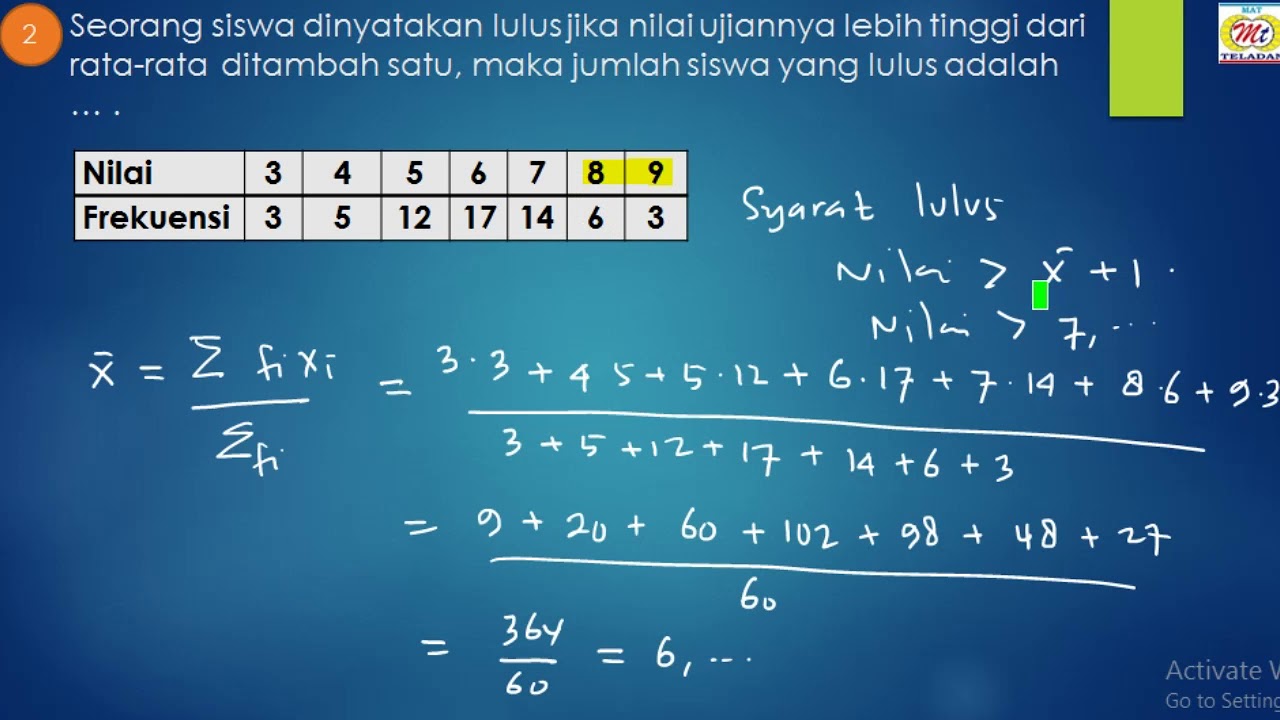 Cara Mudah Menentukan Nilai Rata-Rata Data Tunggal STATISTIKA SMA - YouTube