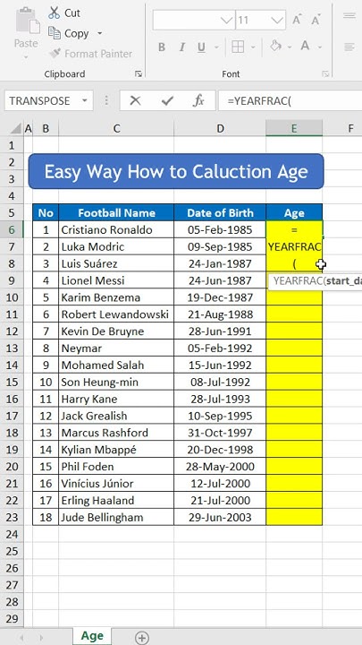 Age Calculation Made Super Simple Learn The Easy Trick Now Excel Exceltips Exceltutorial