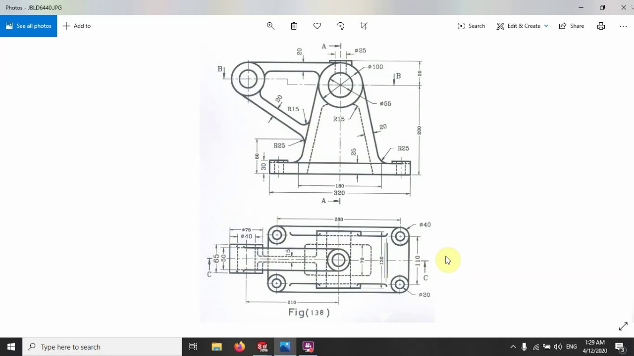 Engineering drawing-example fig 138 (ENG Mohamed Omar) - YouTube
