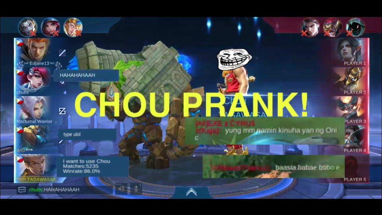 CHOU PRANK!/Matches: 5235 Win rate: 86.4%/MLBB/SKIN GIVE AWAY/LawD ...
