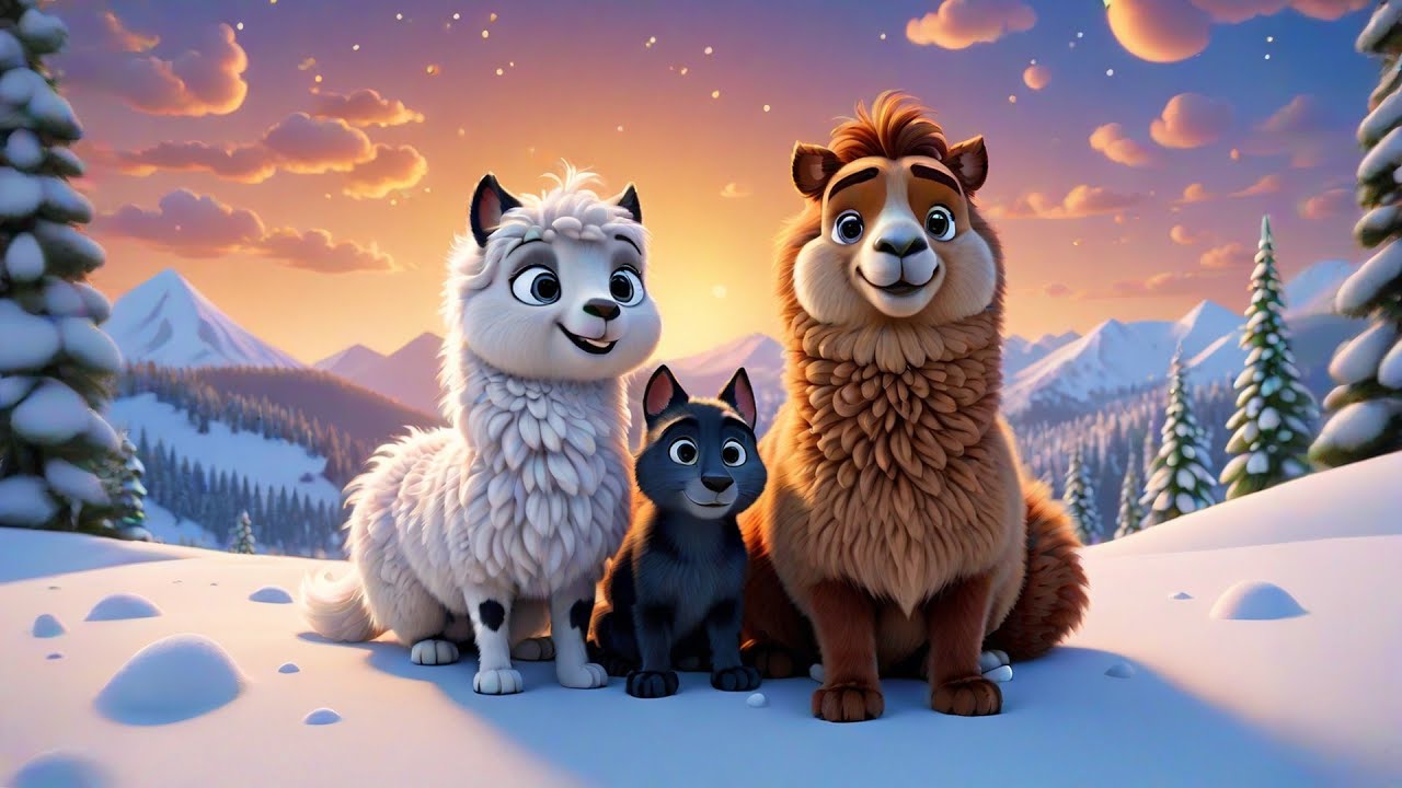Three Fluffy Llamas Laugh in the Snow | Fun Nursery Rhyme for Kids ...