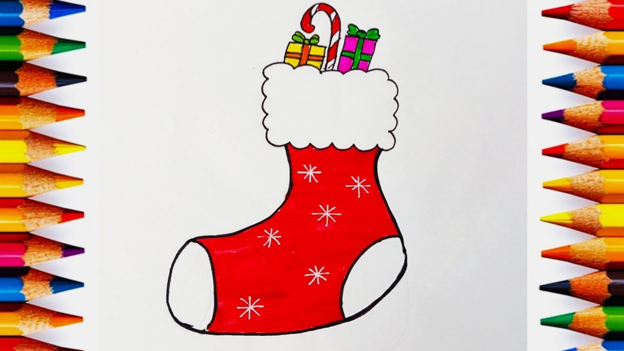 How To Draw Christmas Socks Step by Step||easy Christmas socks drawing# ...