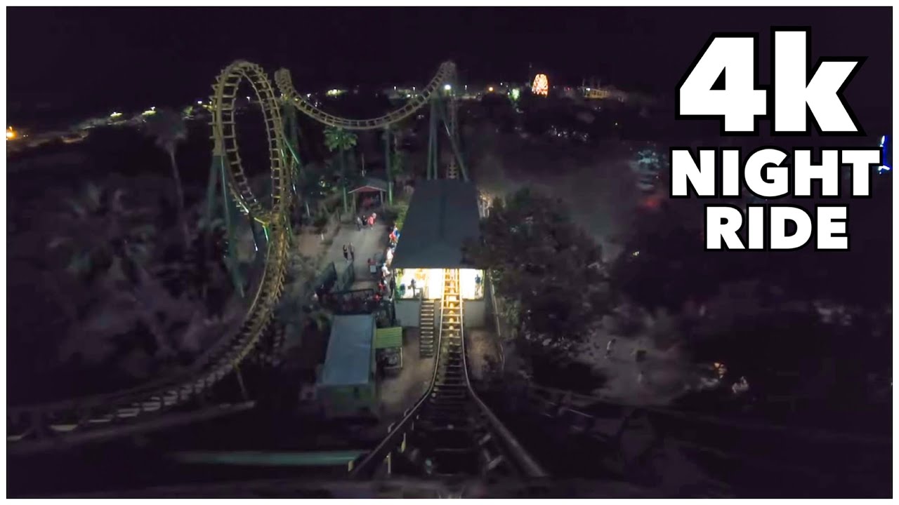[4k] Boomerang Roller Coaster Night Ride - Wild Adventures, GA - YouTube