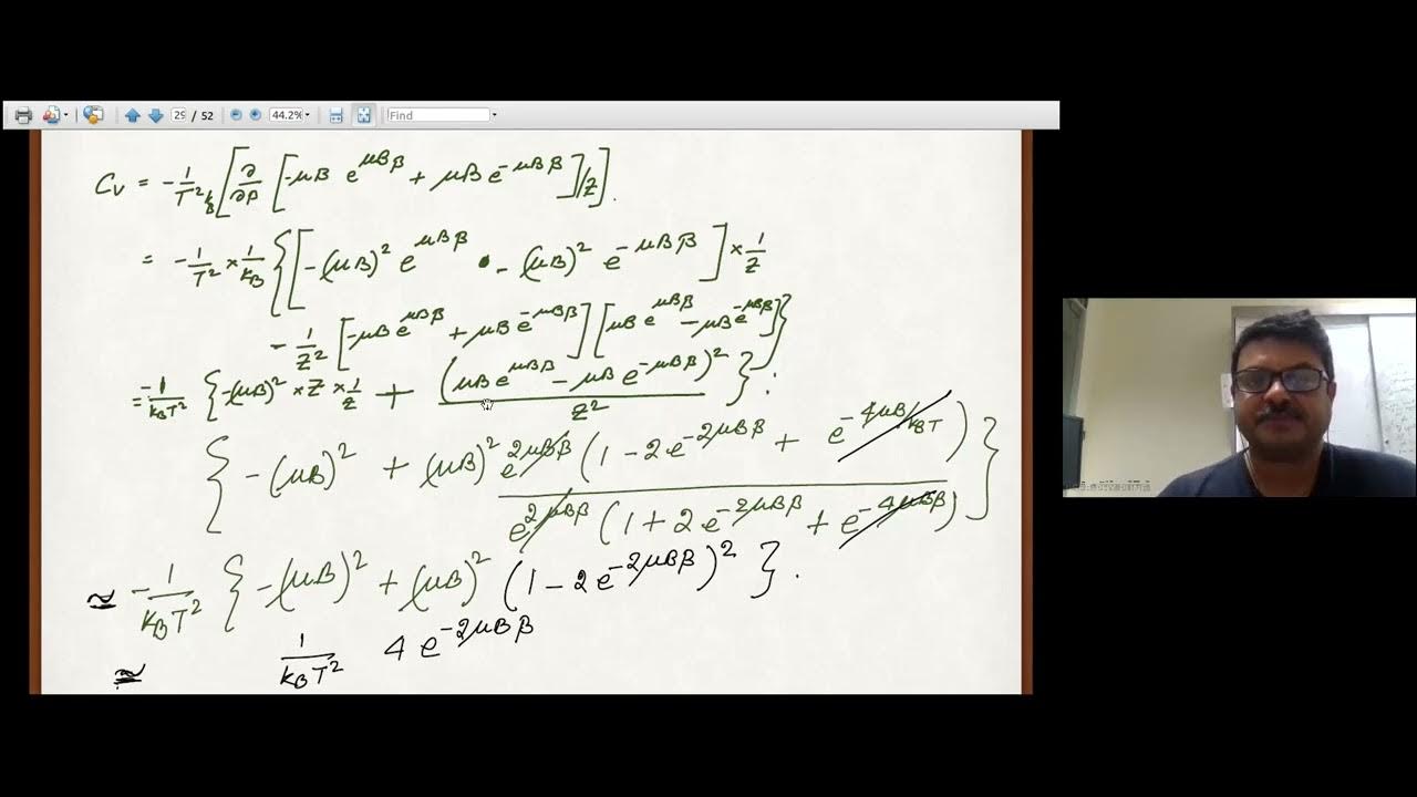 Class 18B: Paramagnetic systems : Calculation of Av E, Av M, Av C_v, Av chi, and variation with ...