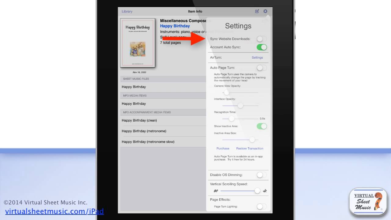 VSM App Ver. 4.6 - Options Panel - Virtual Sheet Music Viewer ...