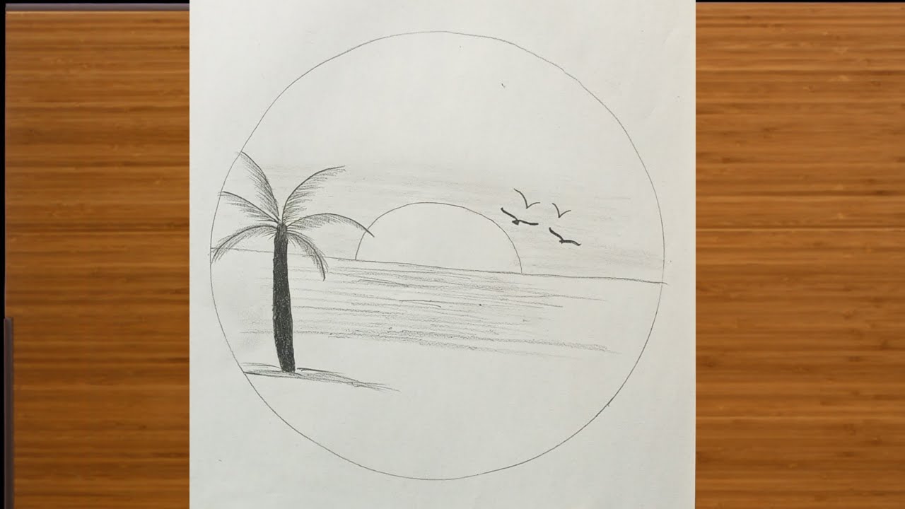 How to draw basic scenery for beginners|Beautiful scenery drawing - YouTube