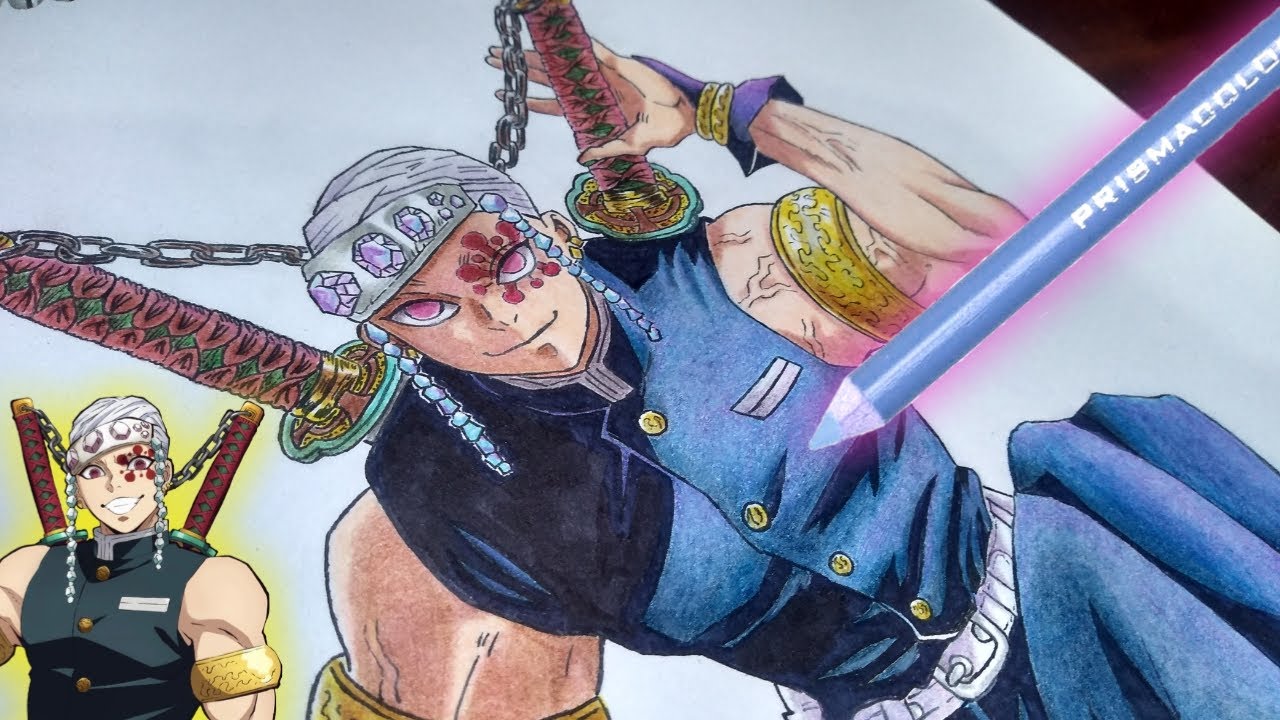 CÓMO DIBUJAR A TENGEN UZUI / KIMETSU NO YAIBA / DEMON SLAYER - YouTube