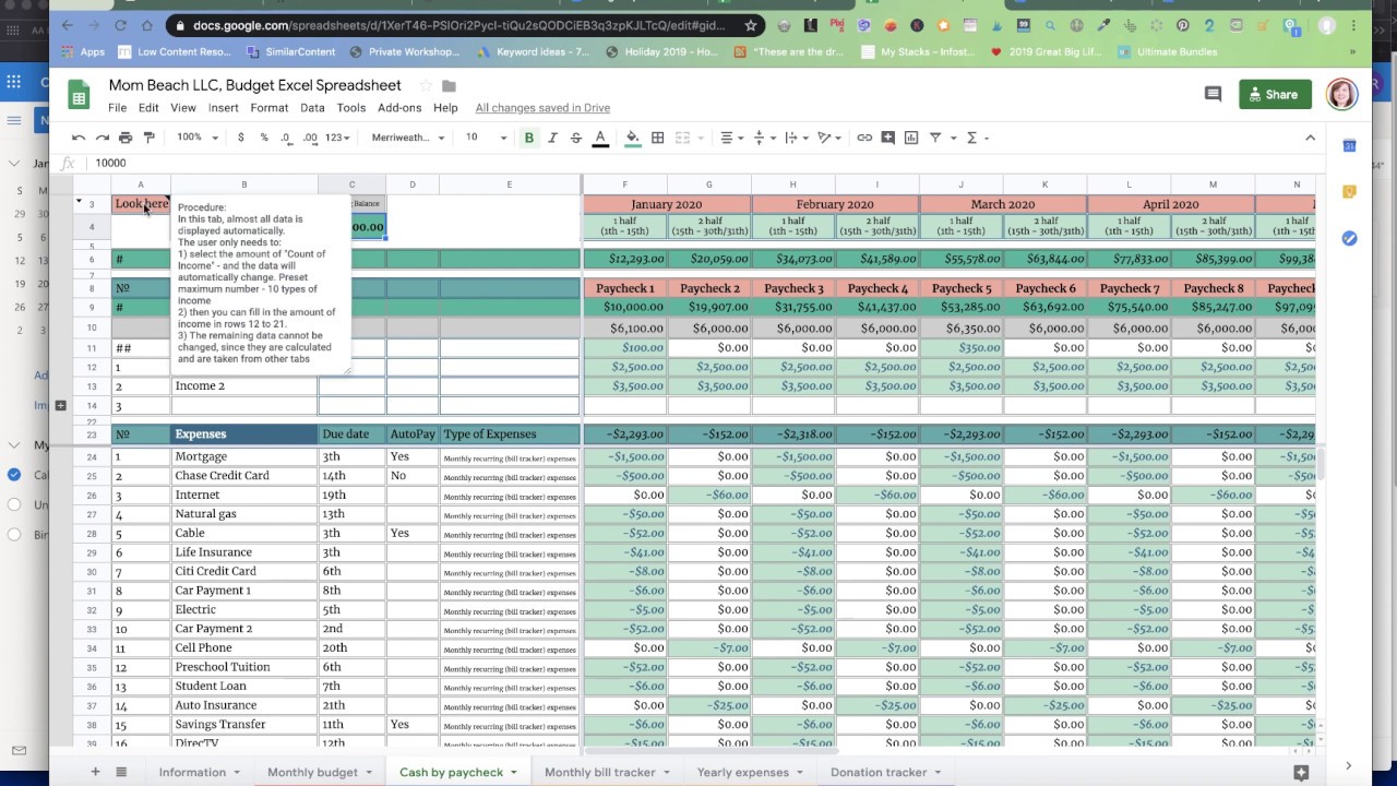 Mom Beach Monthly Budgeting Spreadsheet Instructions - YouTube