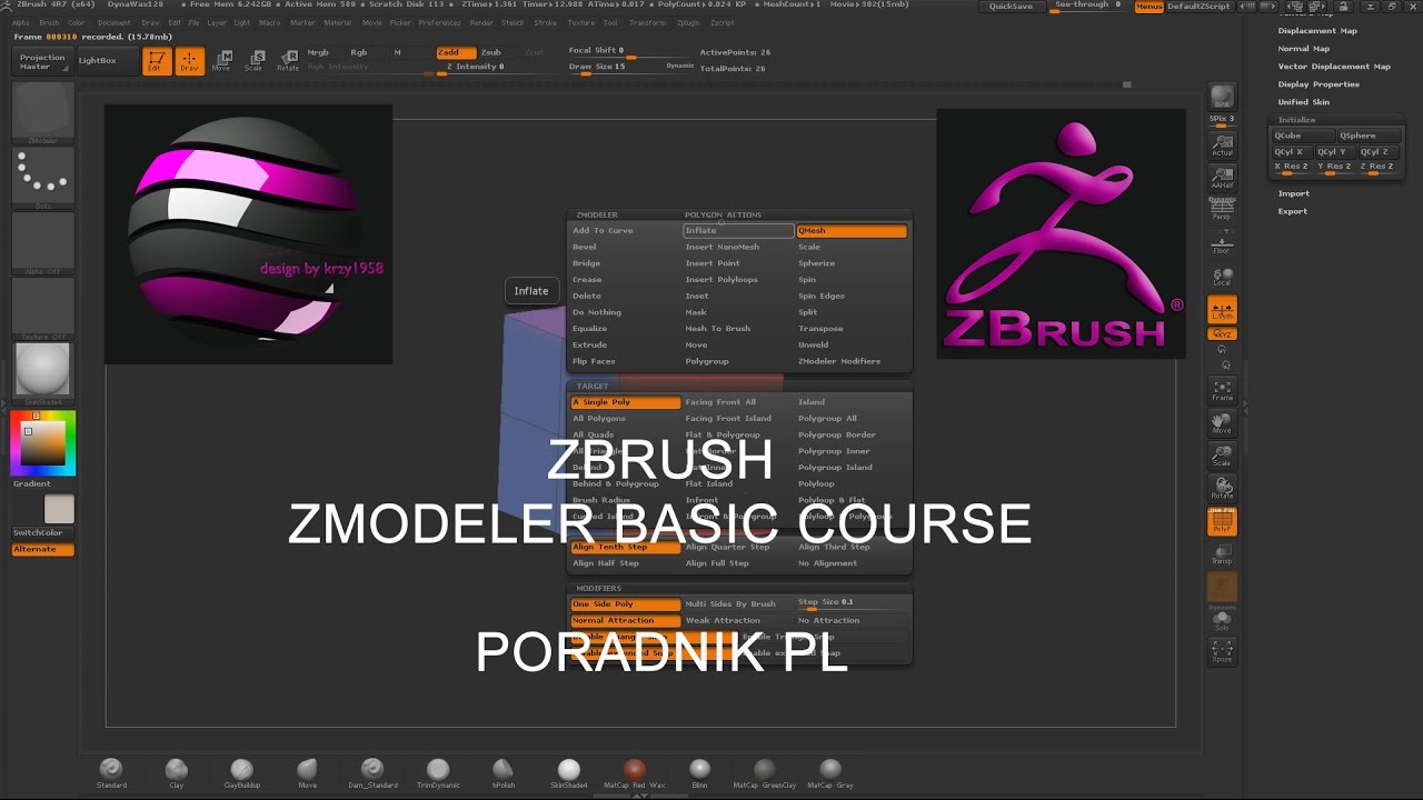 ZBRUSH ZMODELER BASIC COURSE PORADNIK PL - YouTube