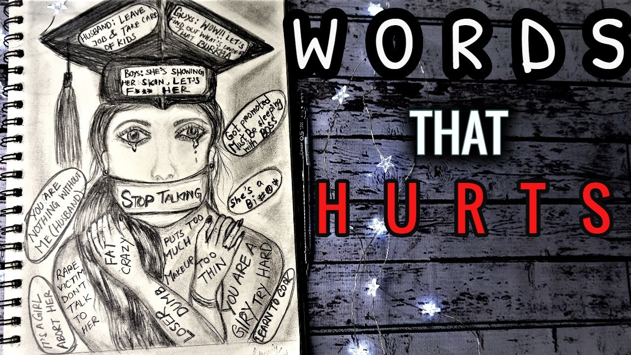 How To Draw Violence Against Women ll WORDS THAT HURTS ll Women ...