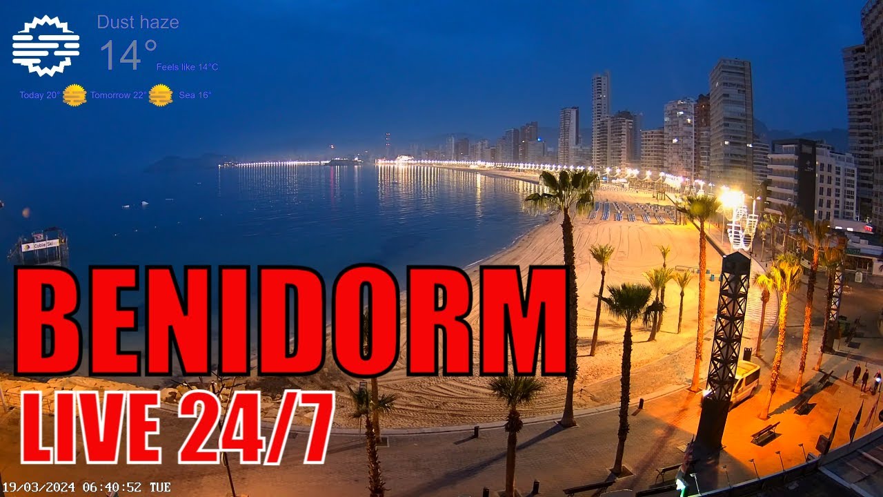 Benidorm Live Beach Cam 🇪🇸 Streamed 19th March 2024 (1) - YouTube