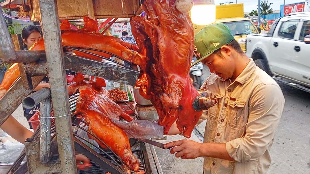 Grilled Pork Sold Out Every Day, Incredible Cambodian Street Food - YouTube
