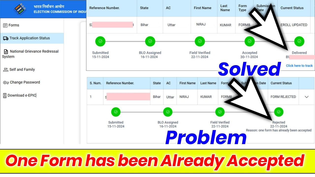 one form has already been accepted | reason one form has already been ...