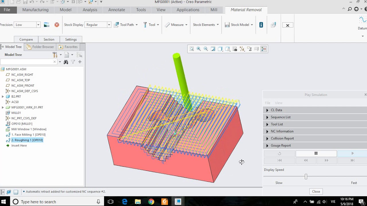 Face Milling and Volume Milling with Creo 4.0 - YouTube