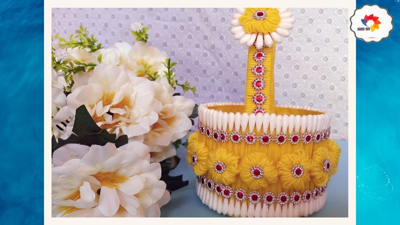 DIY Wool and Earbuds Craft Idea | Home Decor | Handi Craft | Beautiful ...