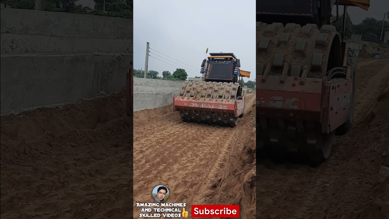Amazing Machines👍Earth with, Retaning wall Embankment Compaction with ...