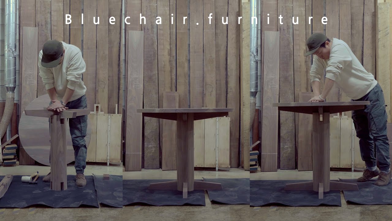 Woodworking _ Making interlocking joinery walnut circular table - YouTube