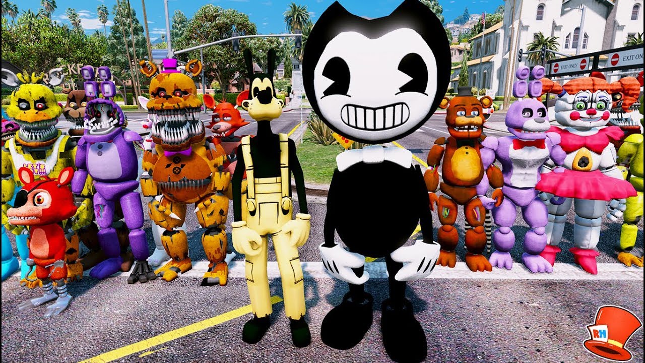 BENDY & THE INK MACHINE & BORIS MOD vs THE ANIMATRONICS! (GTA 5 Mods ...