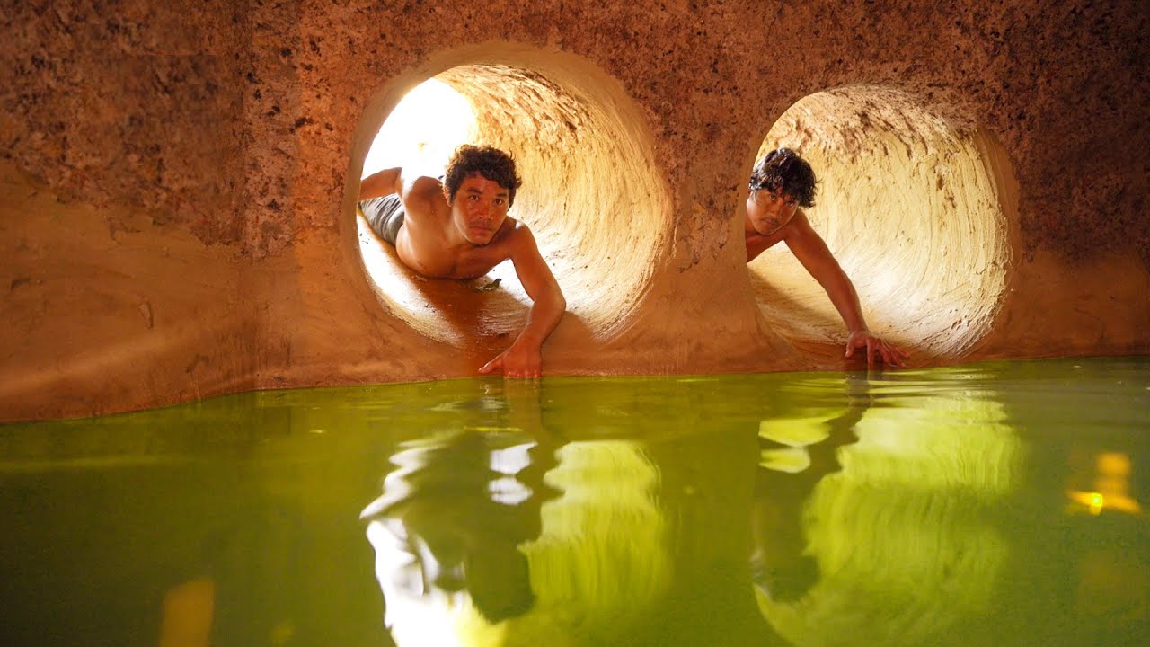 Build Beautiful Temple Underground House And WaterSlide Tunnel Swimming ...