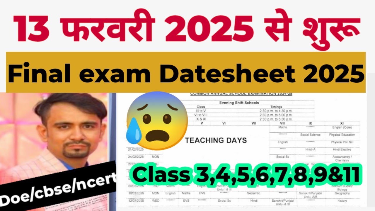 🥳Annual exam datesheet 2024 2025 class 3to11 doe/cbse / final term date ...
