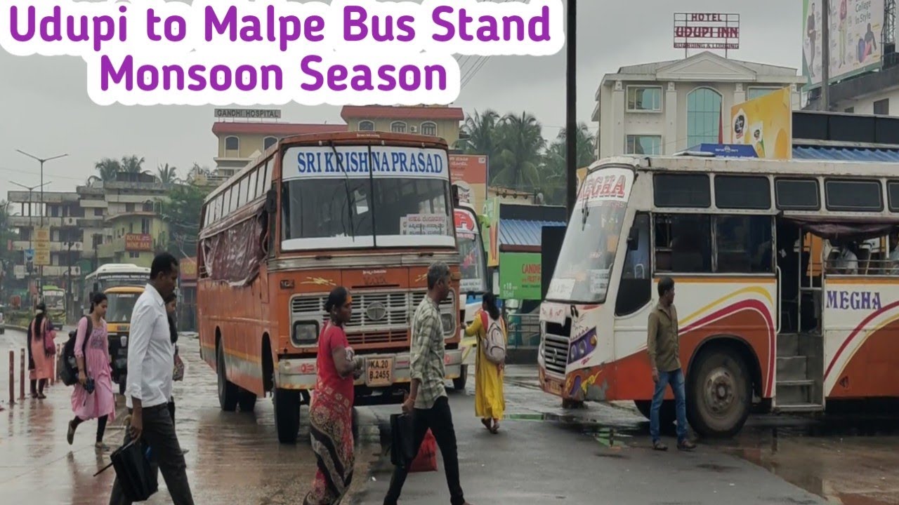 Udupi to Malpe Bus // Udupi Bus Stand to Malpe Bus Stand Monsoon Season ...