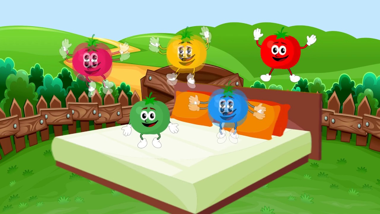 Five Little Vegetables (Fruits) Jumping On The Bed - YouTube
