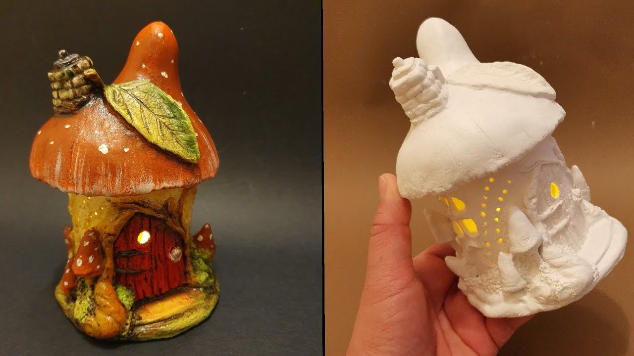 Easy Leaf Mushroom Fairy House Jar DIY Lantern Air Dry Clay easy-leaf-mushroom-fairy-house-jar-diy-lantern-air-dry-clay
