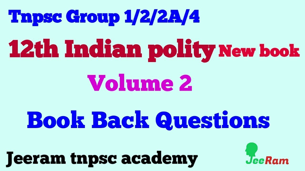 12th Indian Polity Volume 2 new book || Book back questions || Jeeram ...