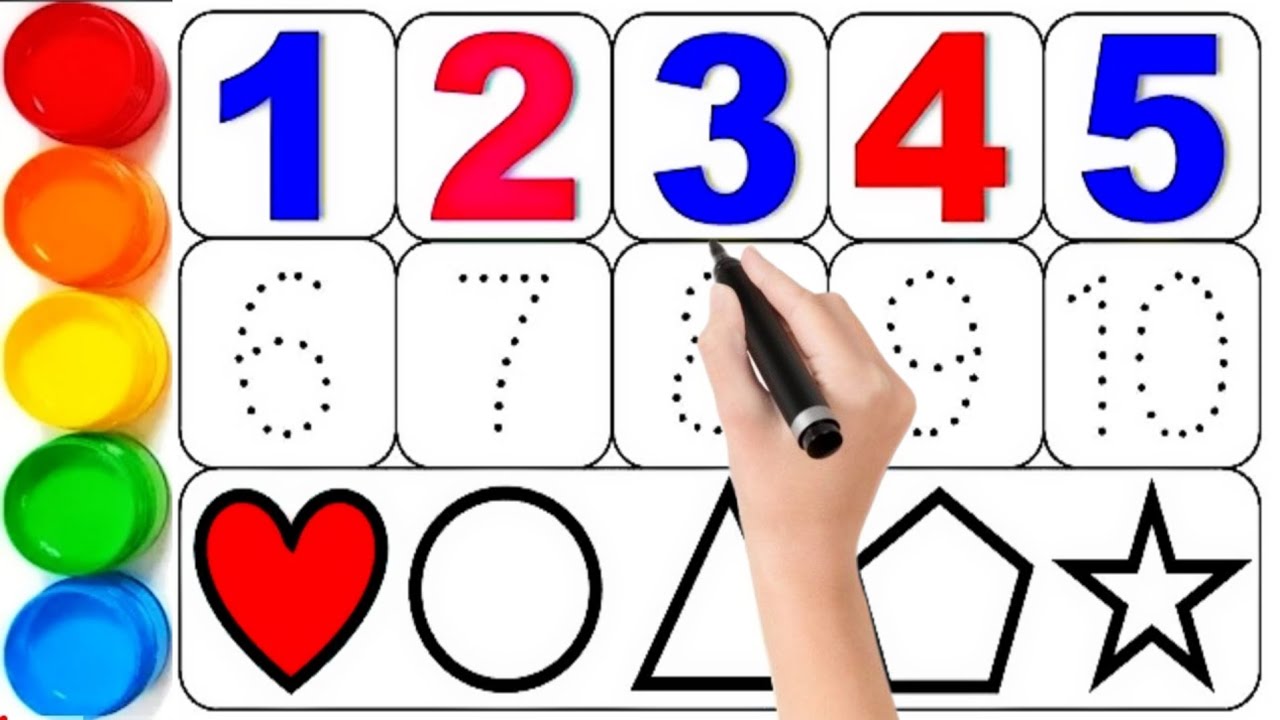 1234567890 // How to Draw Numbers and Shapes for Kids // Coloring Page ...