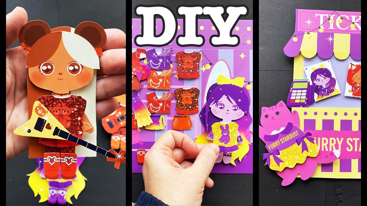 Rockstar Paper Dolls DIY Set: Concert Stage, Guitars, and More! - YouTube