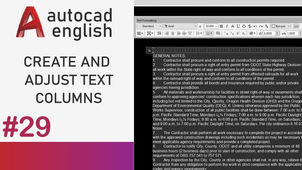 Create And Adjust Text Columns Autocad Englis 29 YouTube Create And Adjust Text Columns Autocad Englis 29 YouTube