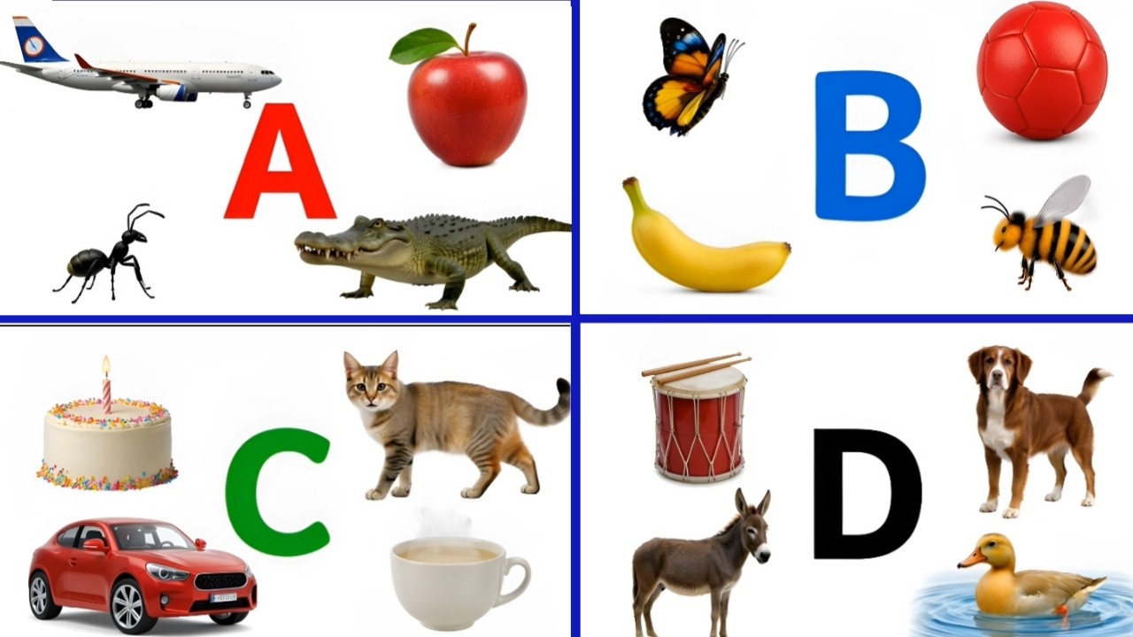 ABCD With Four Examples | ABCD Song For Kids| Alphabet Song - YouTube