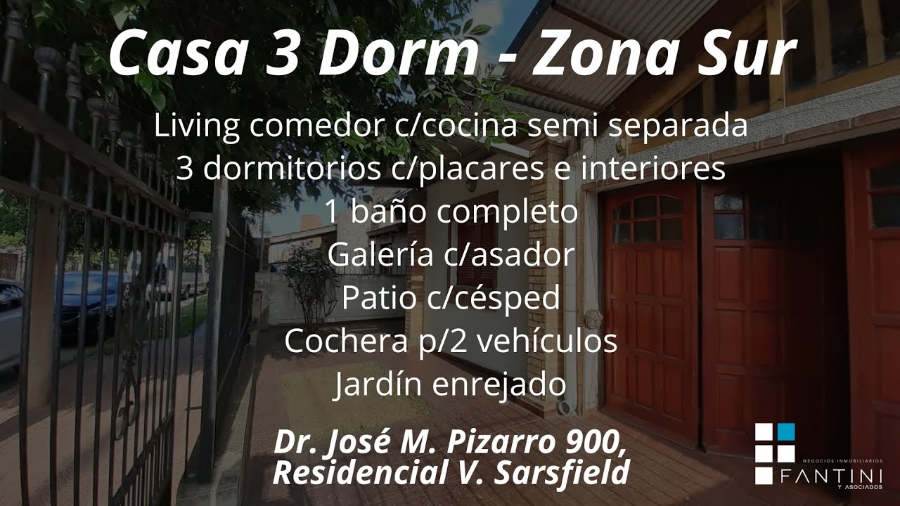 Casa 3 Dorm en Residencial V Sarsfield // 1 Baño // Patio // Galería c ...
