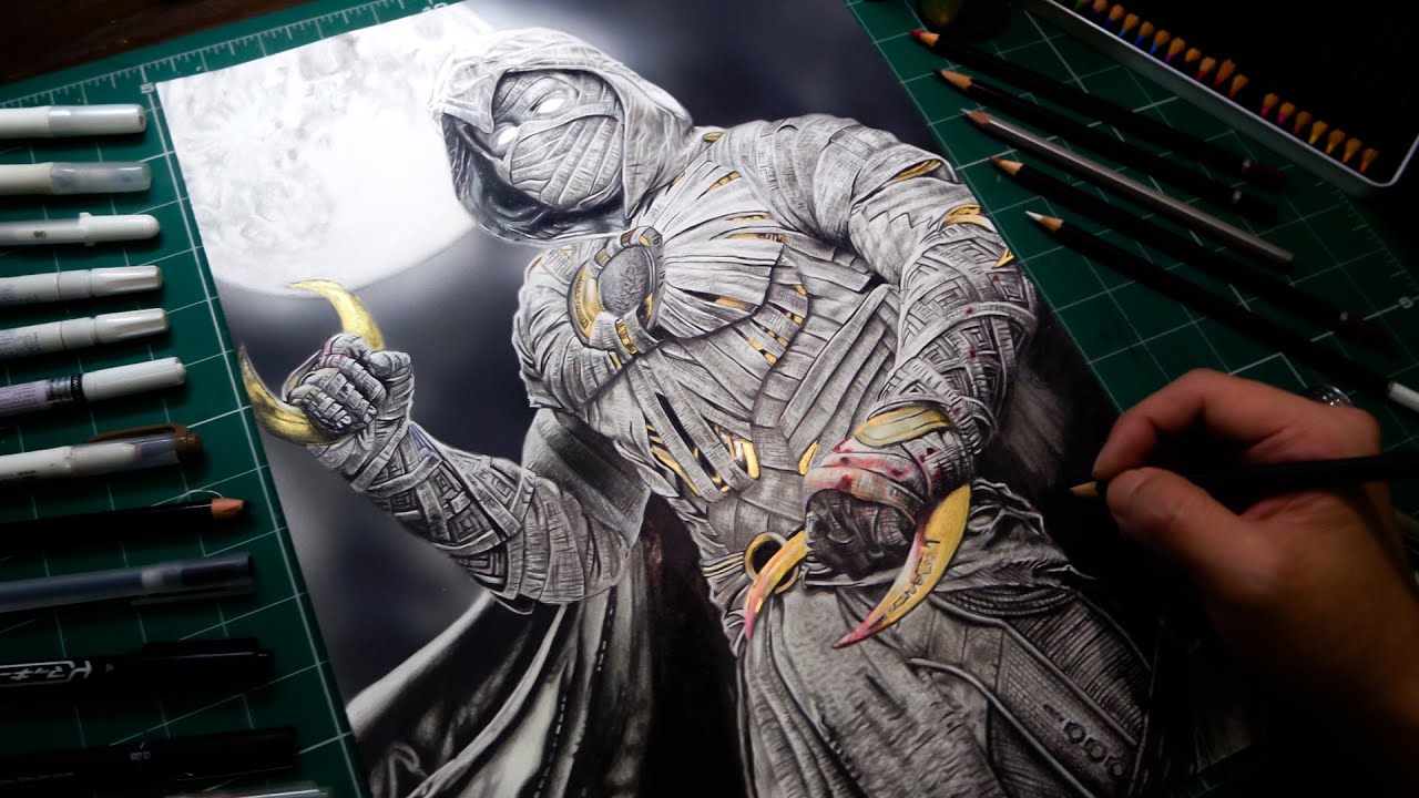 Drawing Marvel Studios' Moon Knight Disney+ Timelapse | JayCarts - YouTube