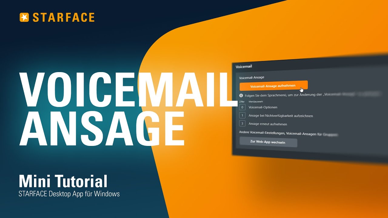 Voicemail Ansage aufnehmen - STARFACE Windows App - Tutorial - YouTube