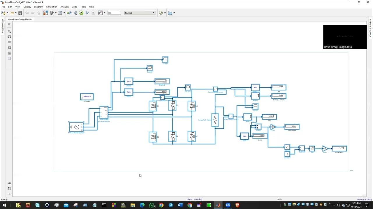 Three phase bridge rectifier(uncontrolled) in matlab simulation - YouTube
