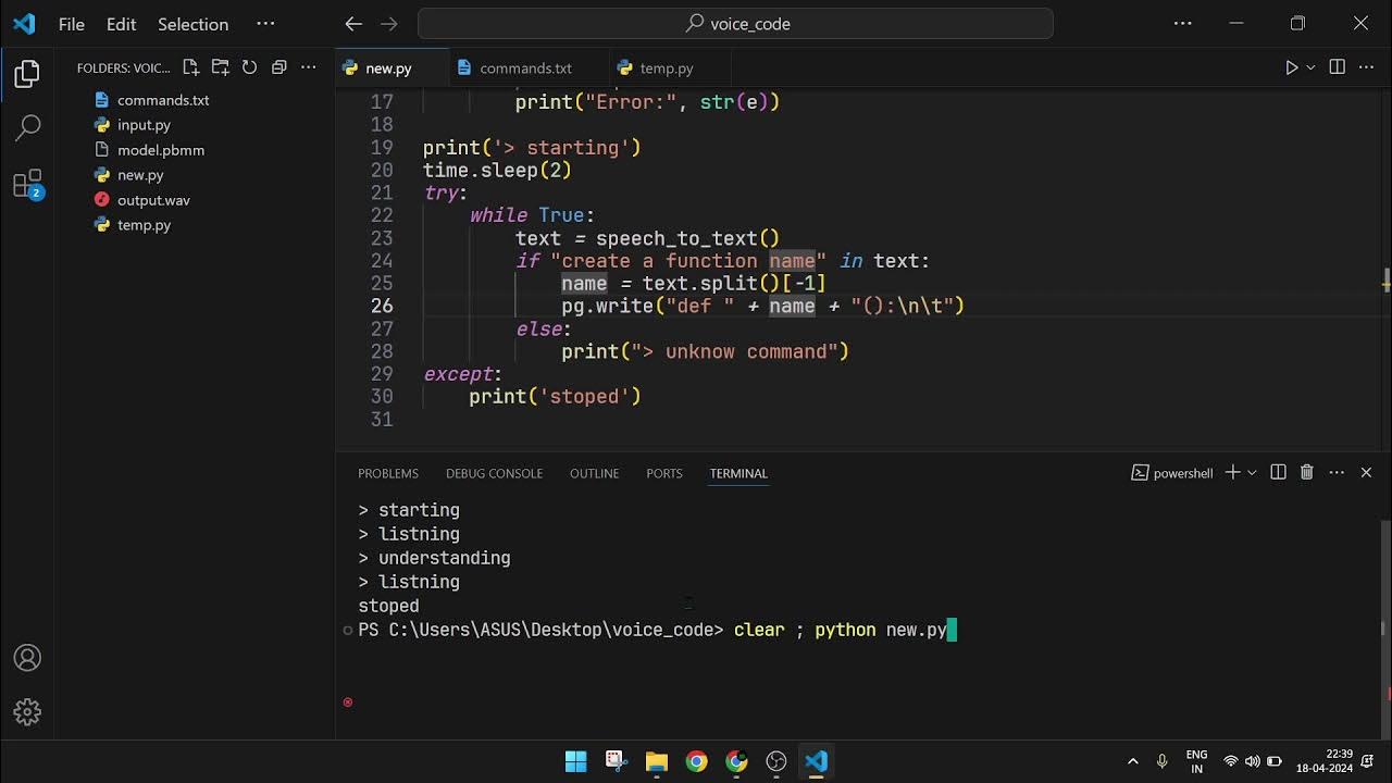 Creating a program with which I can code with my voice | Python coding ...