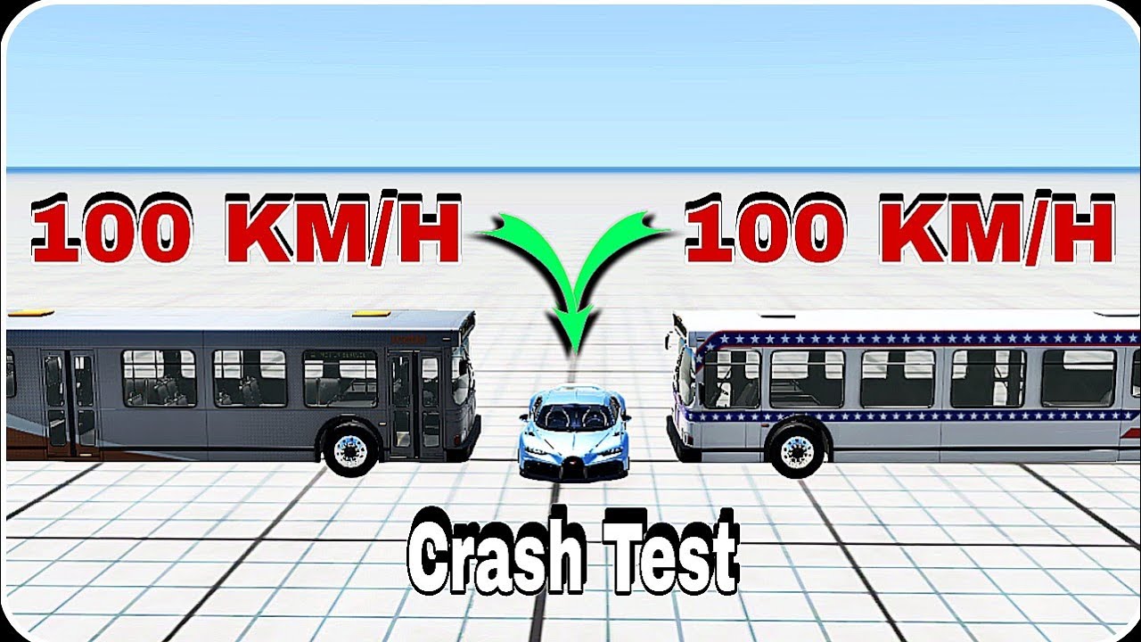 Bugatti 🆚 bus crash test 💥 | 100 km/h Realistic Crash Test | BeamNG ...