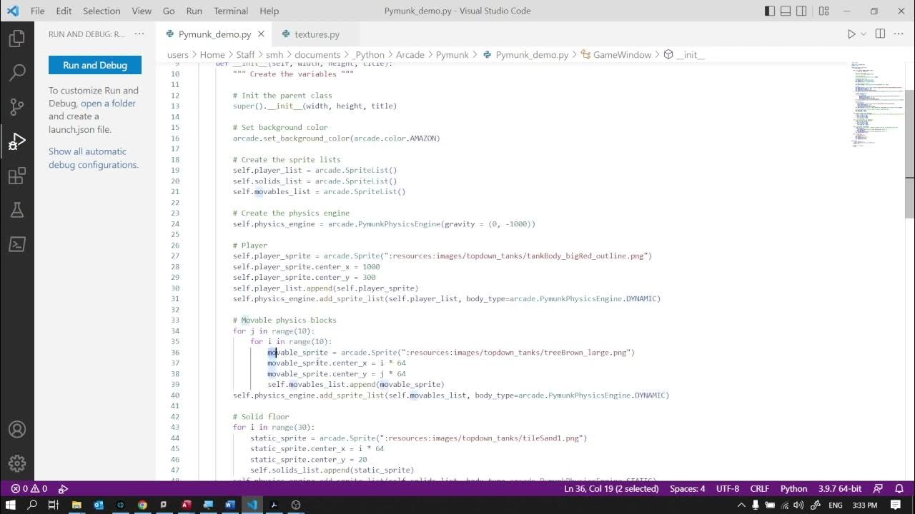 Python Arcade - most basic PyMunk example - YouTube