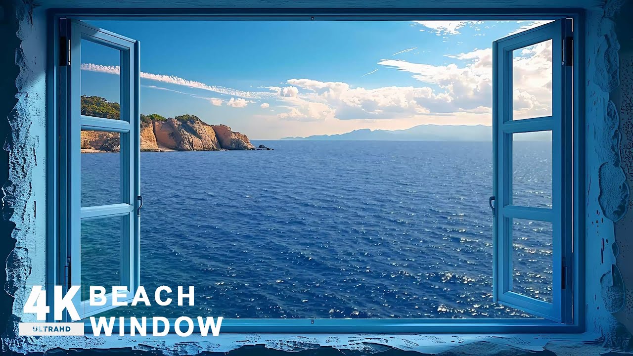 4K Ocean Waves Beach Window View - Relaxing, Calming, Ambience - YouTube