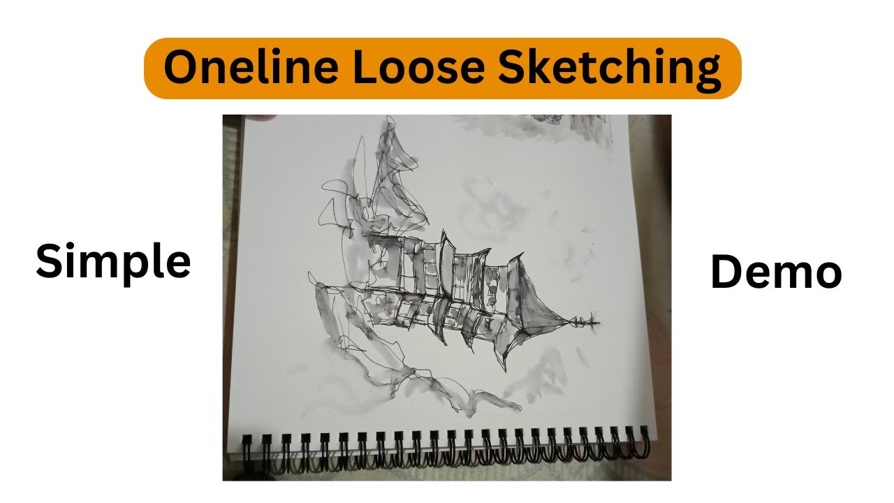 Day 81 One Line Art Process Demo: Creating a Simple Scene using just ...