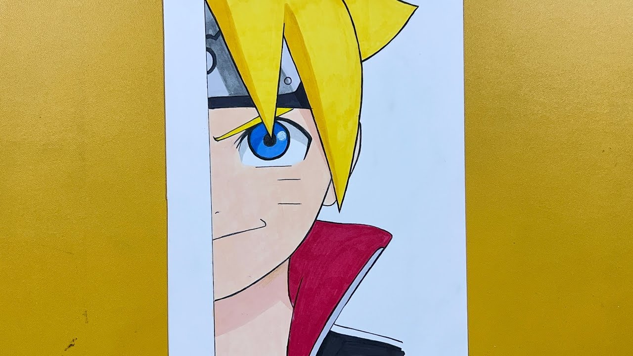 Anime drawing | how to draw boruto half face || drawing tutorial ...