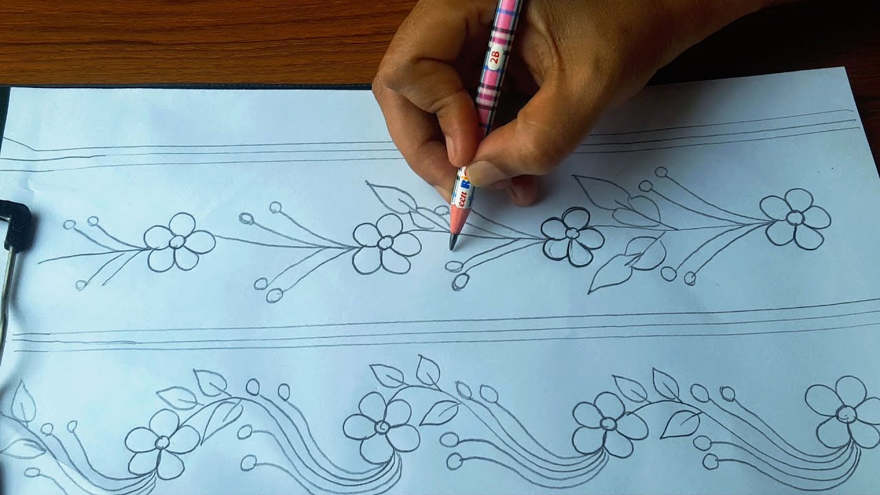 New nokshi kantha border design drawing, Very easy nokshi kantha ...