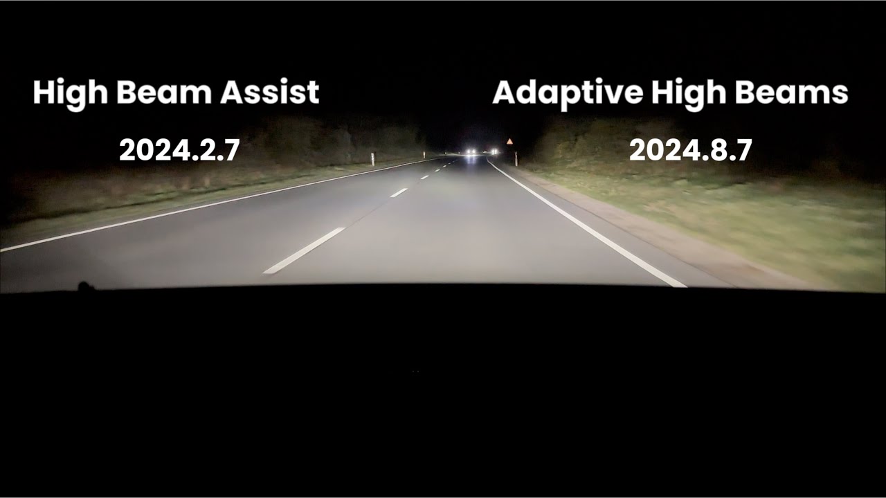 Adaptive High Beams (2024.8.7) vs. old High Beam Assist (2024.2.7) on a ...