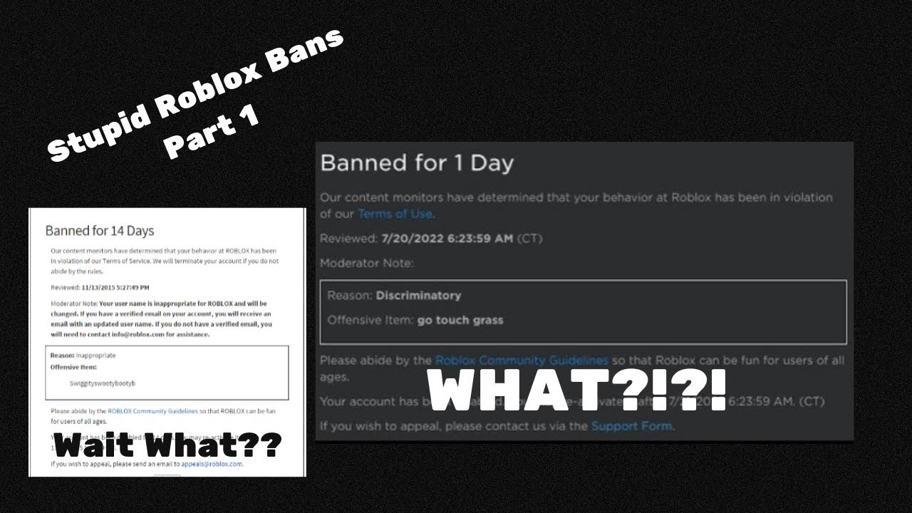 Stupid Roblox Bans (part 1) - YouTube