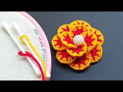 Amazing Woolen Craft Ideas with Cotton Bud - DIY Flower Embroidery ...