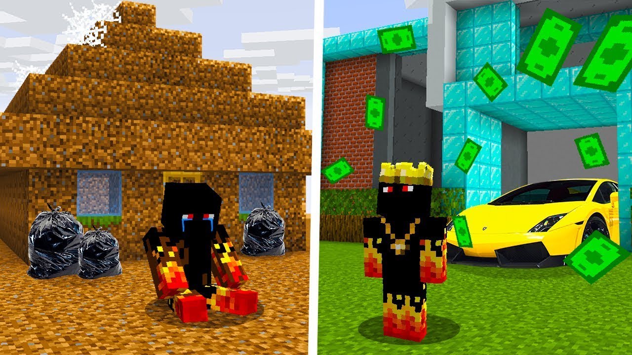 Pasé de POBRE a MILLONARIO en 24H en MINECRAFT - YouTube