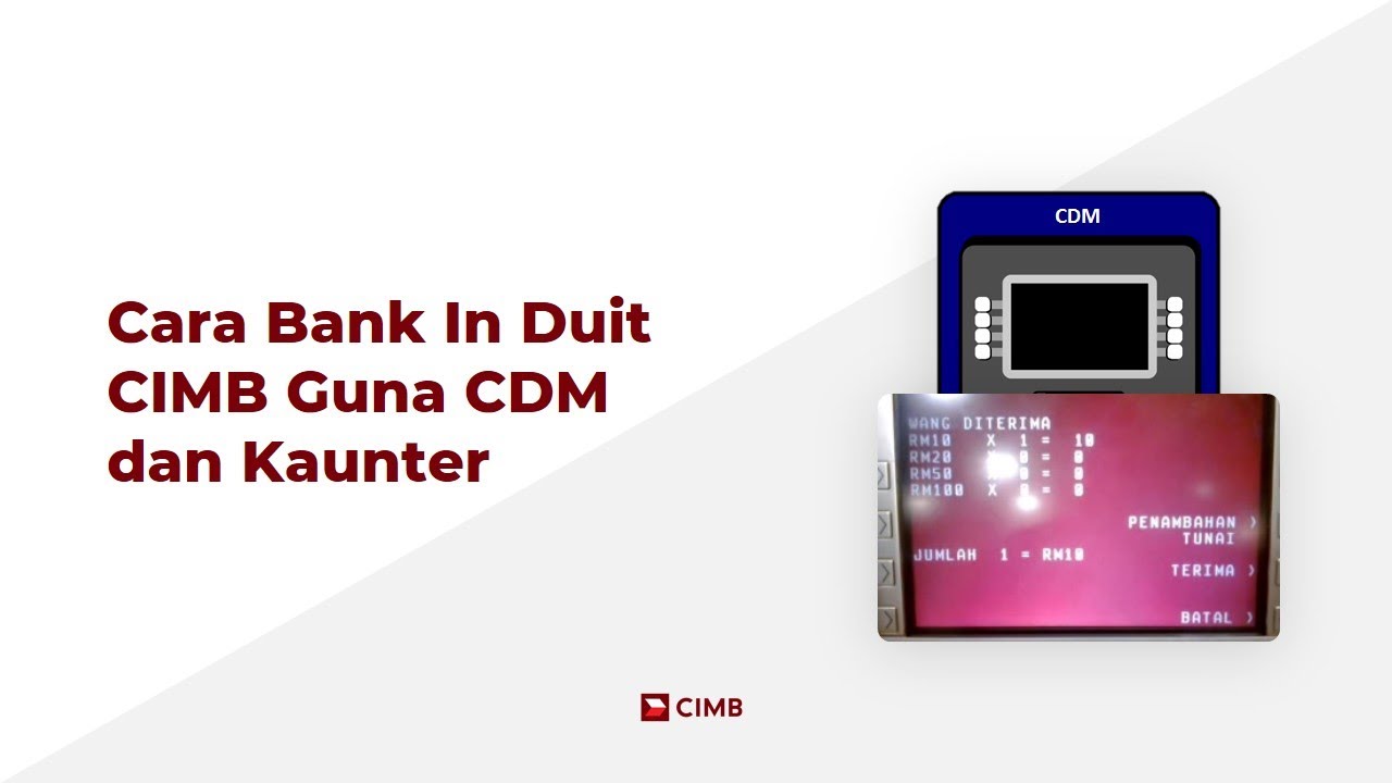 Cara Bank In Duit CIMB Guna CDM dan Kaunter - YouTube
