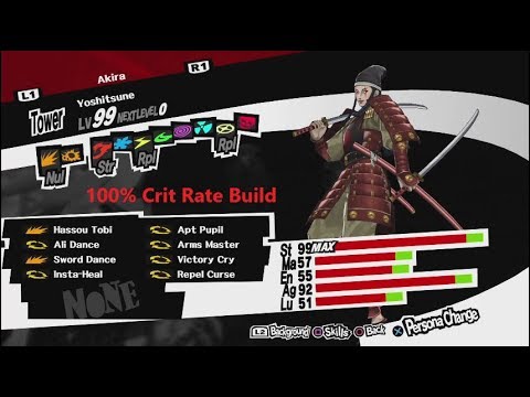 Persona 5 - 100% Crit Rate Yoshitsune Sword Dance Build - YouTube